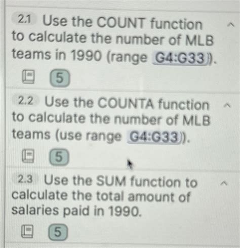 Solved 2 1 Use The COUNT Function To Calculate The Number Chegg