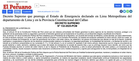 Gobierno Oficializa Extensión Del Estado De Emergencia En Lima Y Callao
