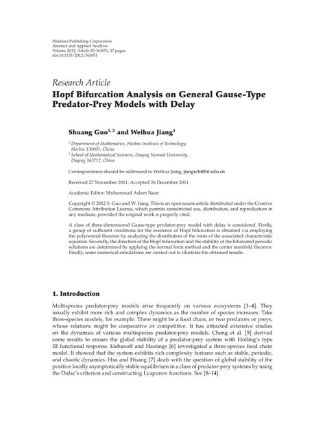 Pdf Hopf Bifurcation Analysis On General Gause Type Predator Prey Models With Delay