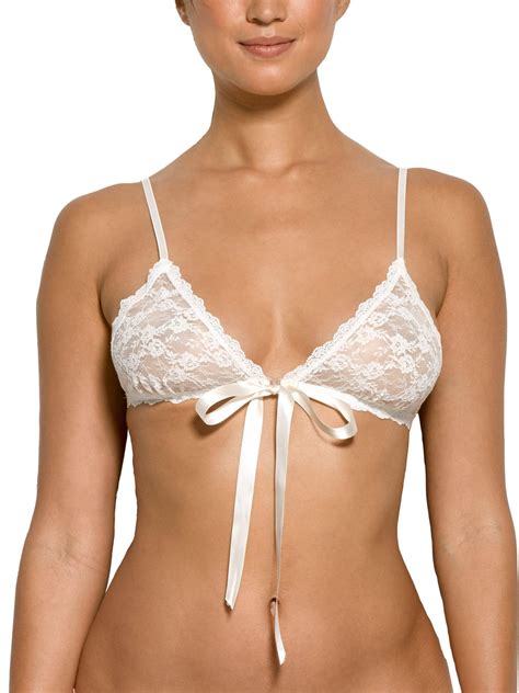 Peek A Boo Lace Front Tie Bralette Light Ivory Hanky Panky