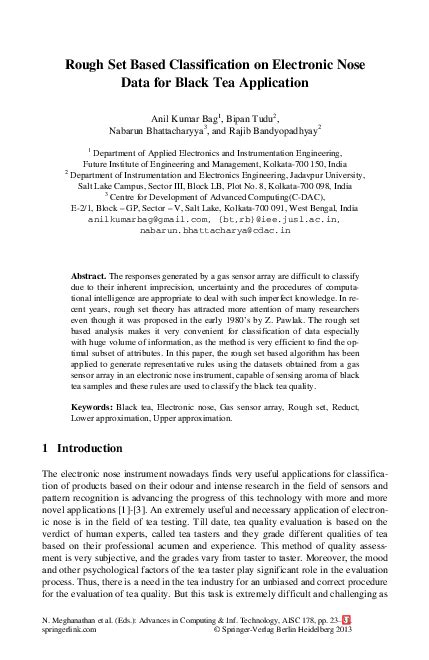 Pdf Rough Set Classification Of Black Tea Aroma