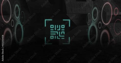 QR Code Scanner With Neon Elements Against Black Background Stock Illustration Adobe Stock