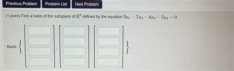 Solved 1 Point Find A Basis Of The Subspace Of