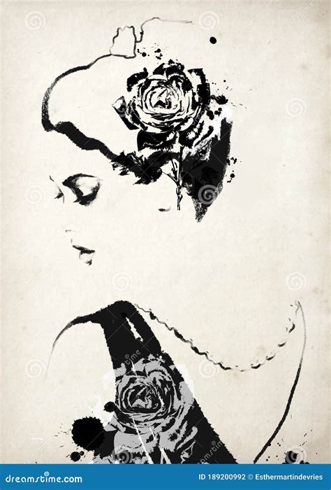 Moda De Boceto Fondo De Mujer Abstracto Pintura En Blanco Y Negro