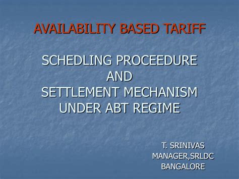 Availability Based Tariff