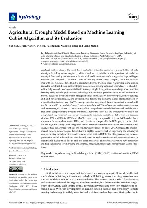 Pdf Agricultural Drought Model Based On Machine Learning Cubist