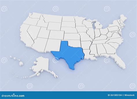 A D Rendered Map Of Usa Texas Stock Illustration Illustration Of