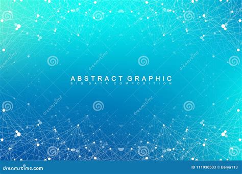 Geometric Abstract Vector With Connected Line And Dots Global Network