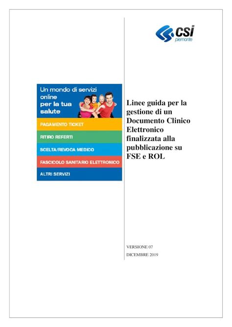 PDF Linee Guida Per La Gestione Di Un Documento Clinico Elettronico