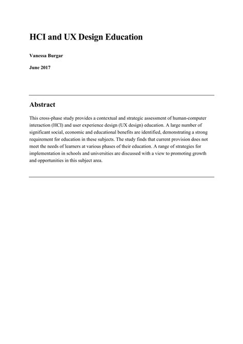 Pdf Hci And Ux Design Education