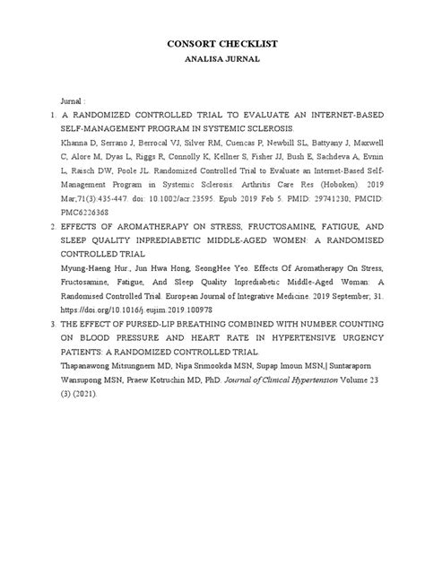 Consort Checklist Pdf Randomized Controlled Trial Diseases And