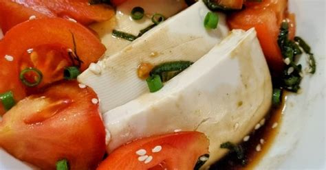 สูตร สลัดเย็นเต้าหู้อ่อนกับมะเขือเทศ โลว์คาร์บ Vegan โดย ครัวนุ้งแคท Cookpad