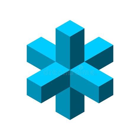 Blue Shape Structure Made Of Combined Blocks Geometric Object Puzzle Game Stock Vector