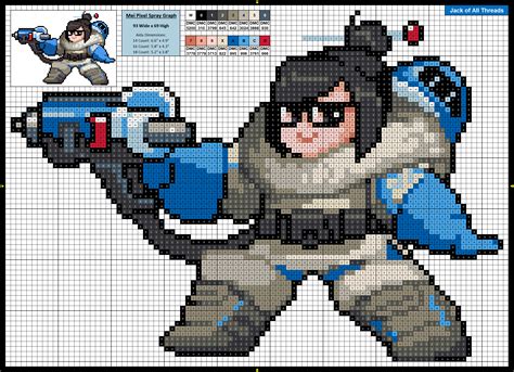 Overwatch Mei Pixel Spray Graph Cross Stitch Pattern Rjackofallthreads