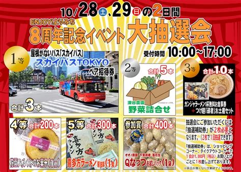 ENJOY よりみち 8周年記念イベント大抽選会 菖蒲パーキングエリア 圏央道 内回り外回り共通