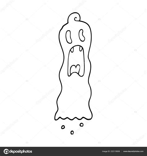 Line Drawing Cartoon Spooky Ghost Stock Vector Image By
