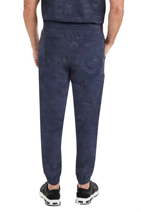 Purple Label By Healing Hands Mens Drew Camo Jogger Pewter Scrub