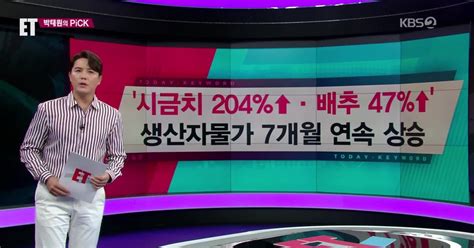 Et 시금치 204·배추 47↑ 생산자물가 7개월 연속 상승 외