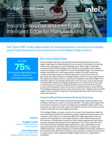 Insight Enterprise And Intel Enable The Intelligent Edge For Manufacturing