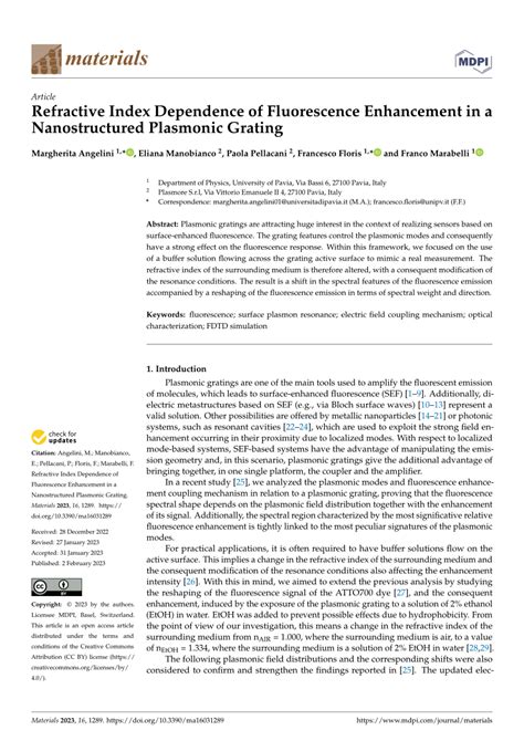 Pdf Refractive Index Dependence Of Fluorescence Enhancement In A