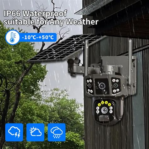 waterproof audio camera motion detection 360 degree rotation h 265 wifi wireless camera solar