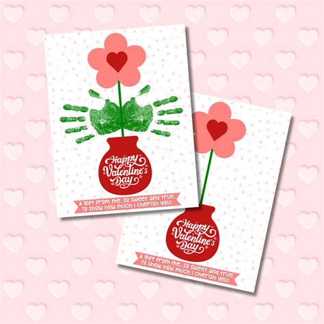 Easy Valentines Day Handprint Flower Craft Free Template Create