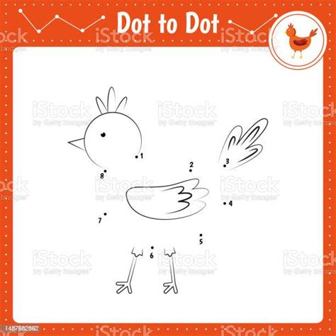 점을 연결합니다 닭 점 교육 게임에 점 취학 전 아동을위한 색칠 공부 책 활동 워크 시트 벡터 일러스트레이션 0명에 대한 스톡