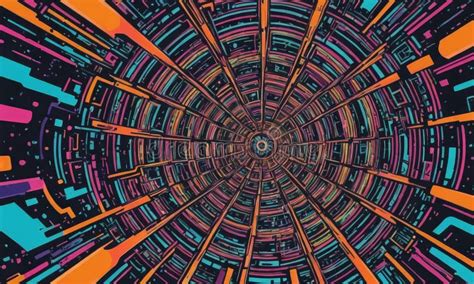 Vibrant Abstract Featuring Spiral Pattern Intersecting Lines And Shapes In Shades Orange Pink