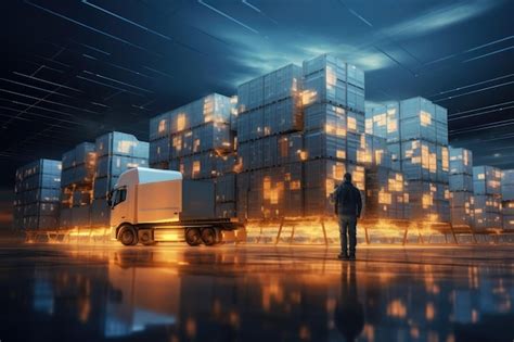 Premium Photo A Businessman Looking At The Virtual Interface Panel Of The Global Logistics