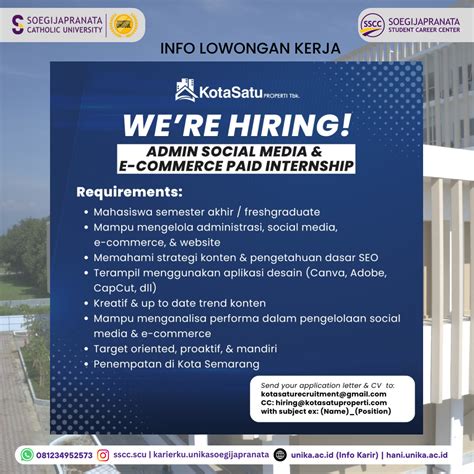 Loker Oktober 2024 Pt Satu Kota Properti Paid Internship Scu