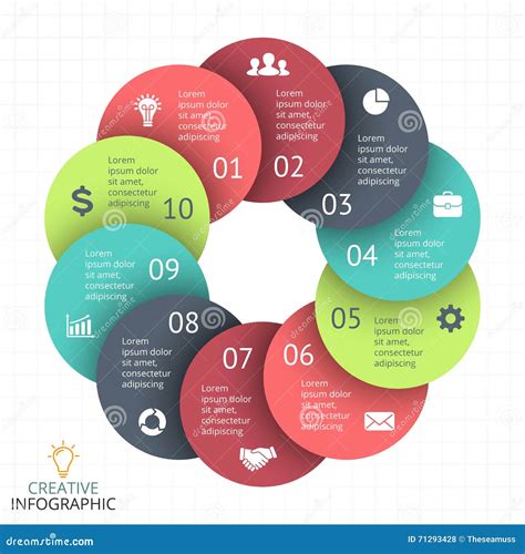导航infographic圈子的箭头，图，图表，介绍，图 与10个选择，零件的经济周期概念 向量例证 插画 包括有 徽标 信息