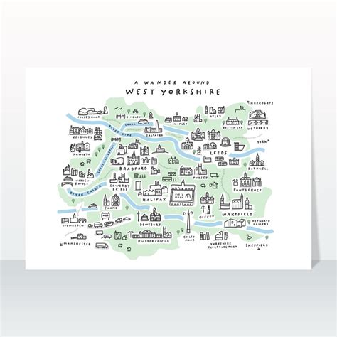 A Wander Around West Yorkshire Giclée Map Art Print Etsy