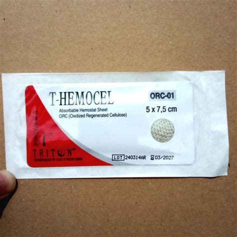 Jual T Hemocel 5×7 5 Cm Absorbable Hemostat Sheet Orc Jakarta Timur