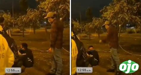 Padre pilla a su hijo en protesta y le regaña frente a la policía colombia web ojo