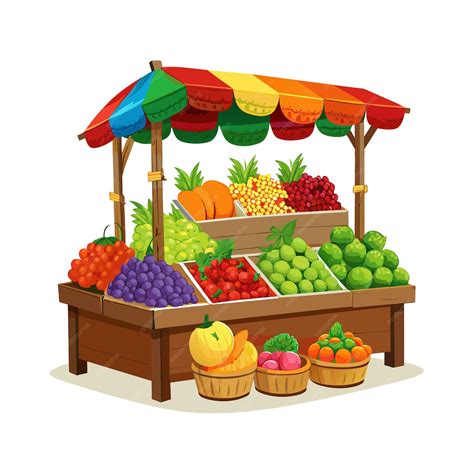 Premium Vector A Fruit Stand With A Sign That Says Fruit