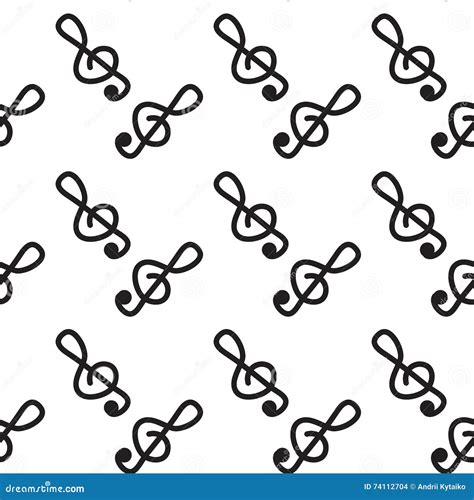 Treble Clef Seamless Pattern Monochrome Stock Vector Illustration Of