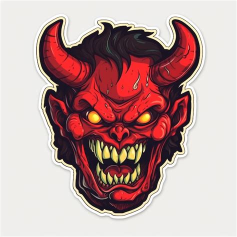 Premium Ai Image A Close Up Of A Sticker Of A Devil With A Big Grin