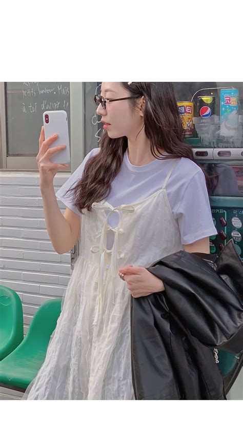 Made 르샤 리본레이스 뷔스티에 레이어드 원피스44~110 ♥핫핑♥