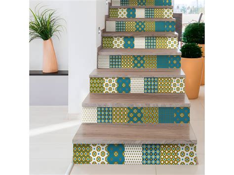 Stickers adhésifs escalier carrelages Sticker Autocollant contremarche Carreaux de ciment