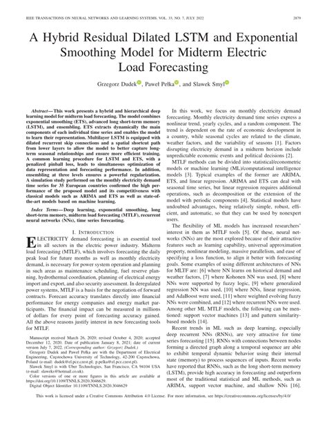 Pdf A Hybrid Residual Dilated Lstm And Exponential Smoothing Model