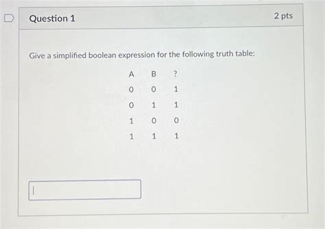 Solved Give A Simplified Boolean Expression For The