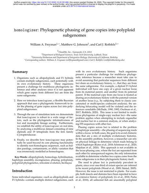 Pdf Homologizer Phylogenetic Phasing Of Gene Copies Into Polyploid Subgenomes