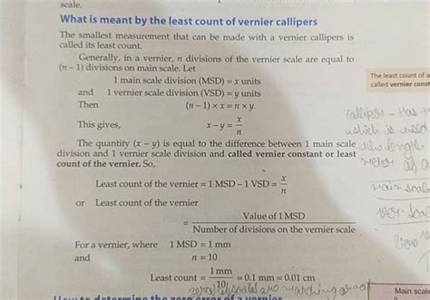 What Is Meant By The Least Count Of Vernier Callipers The Smallest Measur