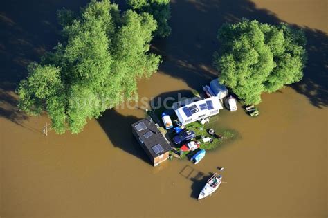 Dessau Roßlau von oben Hochwasser Pegel Situation durch