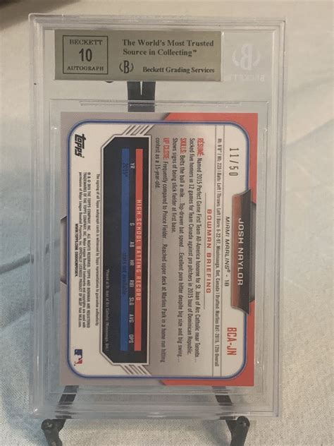 2015 Bowman Draft Chrome Draft Pick Autographs Gold Refractor Bca Jn