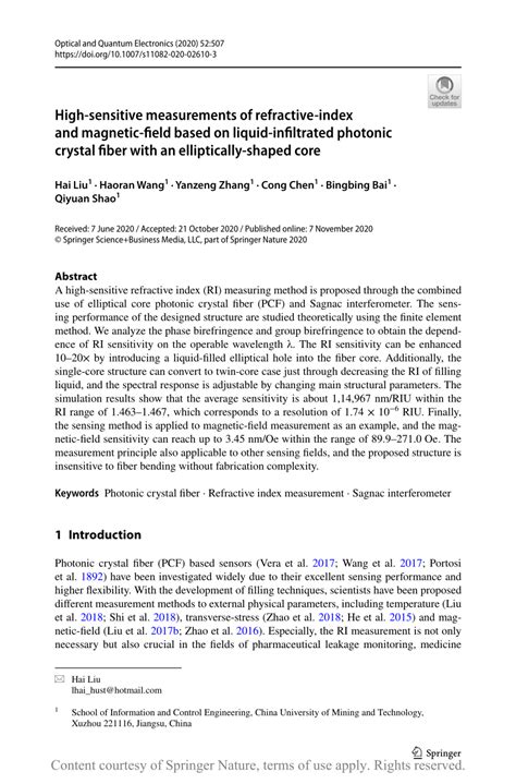 High Sensitive Measurements Of Refractive Index And Magnetic Field Based On Liquid Infiltrated
