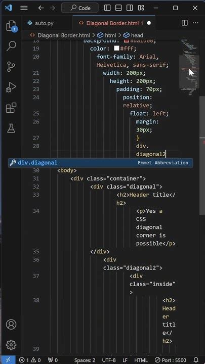 Diagonal Border By Using Html And Csscss Html Youtube
