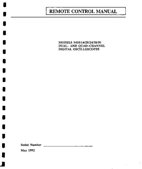 Lecroy 9410 14 20 24 30 50 Oscilloscope Remote Control Manual Service