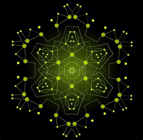 Vector Colorful Bright Shape Molecular Structure With Lines And Stock