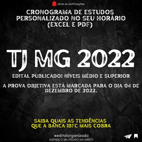 PLANO DE ESTUDOS TJMG 2022 OFICIAL DE JUSTIÇA NÍVEL MÉDIO Edital